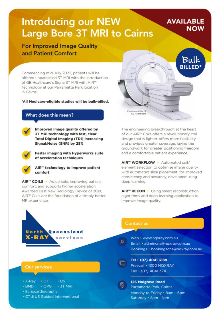 3T MRI NOW AVAILABLE IN CAIRNS – North Queensland X-Ray Services
